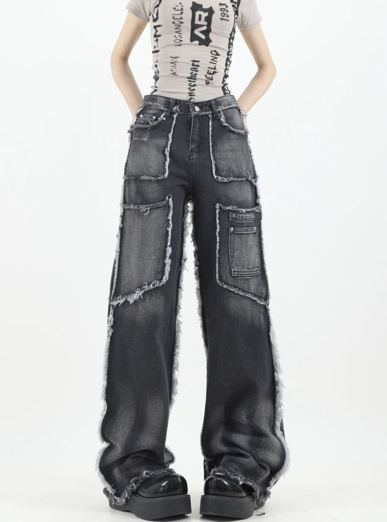 Street Retro Straight Wide-leg Jeans