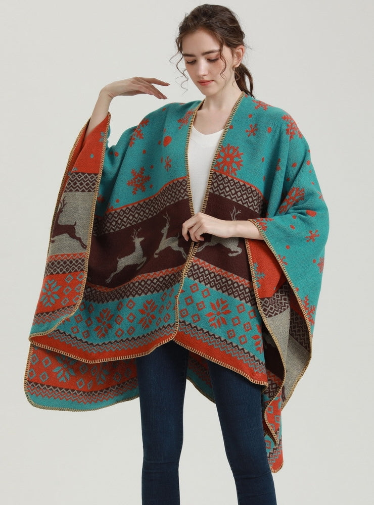 Split Scarf Shawl Double-sided Knitted Shawl