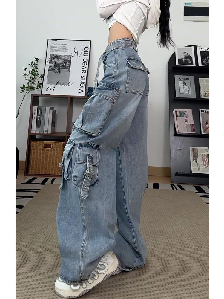 2024 Wide Leg Pockets High Waist Loose Jeans