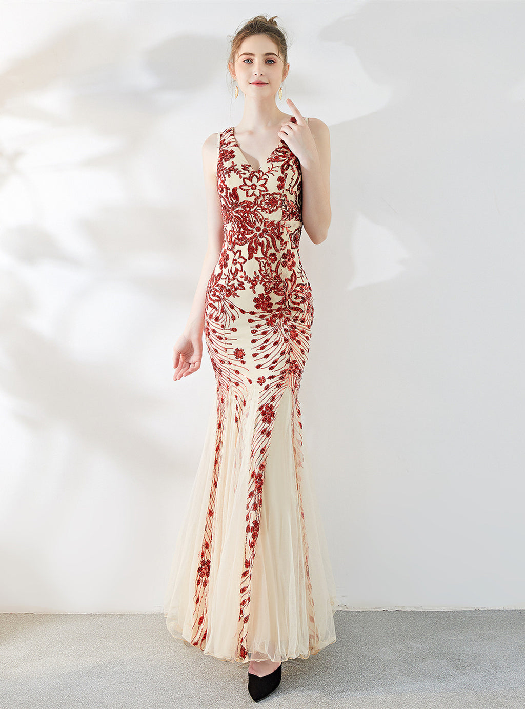 Sexy Deep V back Sequined Dress