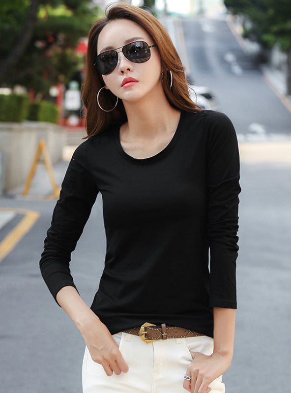 Long Sleeve T shirt Women's Blouse Base Shirt Women