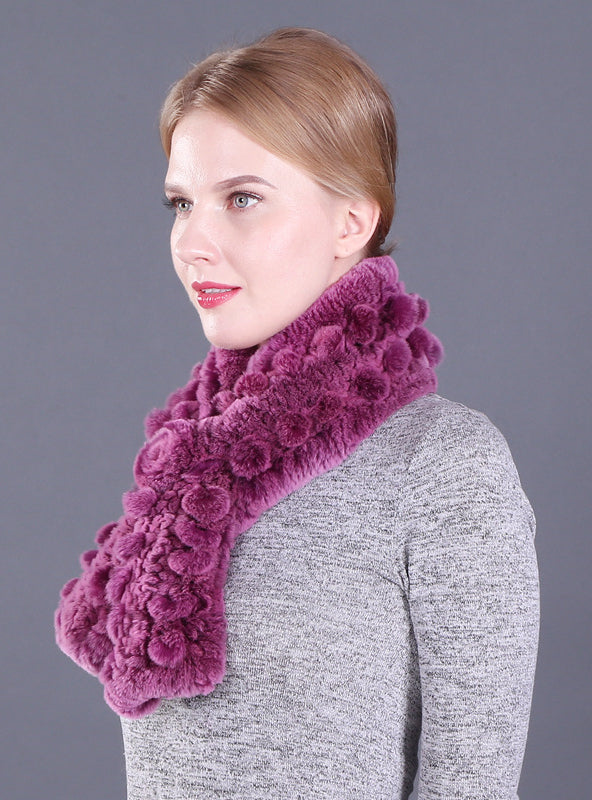 Weaving Rex Rabbit Fur Ccarf Dense Contrast Color