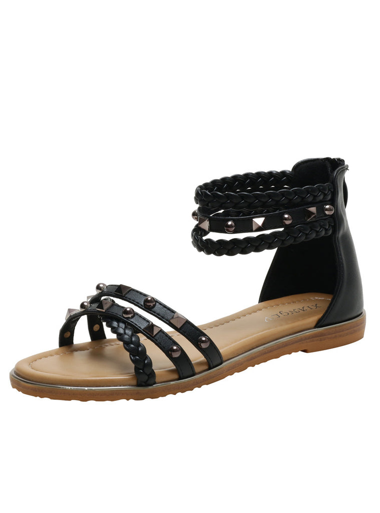 2023 Flat-bottomed Summer Wicker Sandals