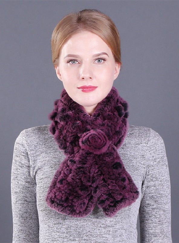 Weaving Rex Rabbit Fur Ccarf Dense Contrast Color