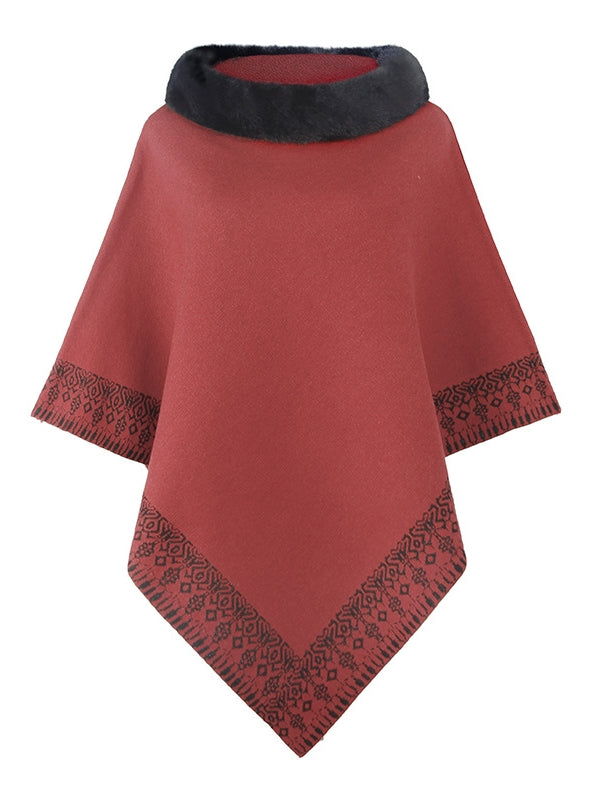 Fur Collar Cape Shawl Coat