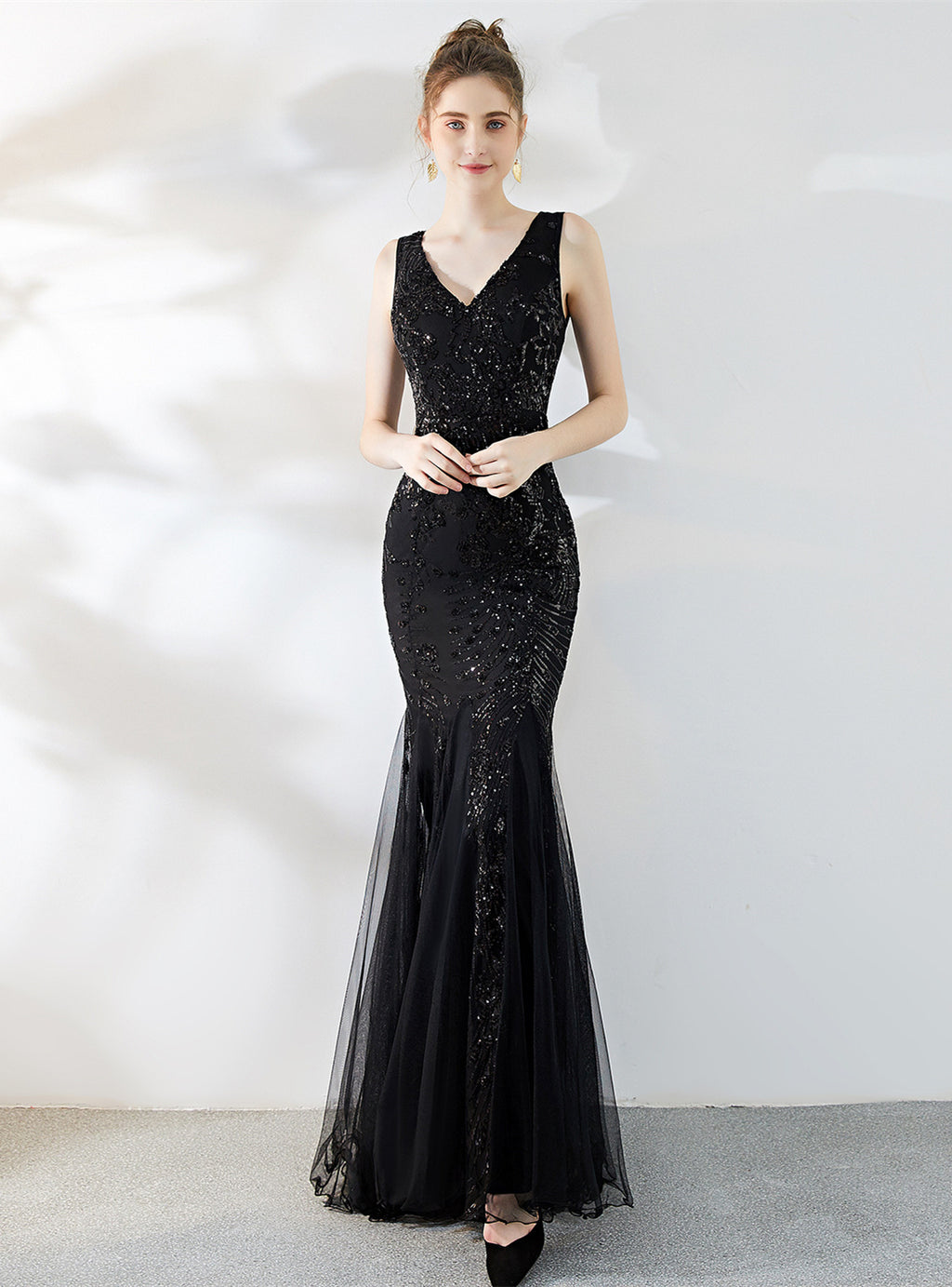 Sexy Deep V back Sequined Dress