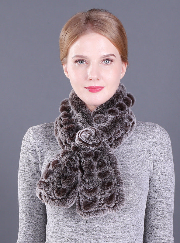 Weaving Rex Rabbit Fur Ccarf Dense Contrast Color