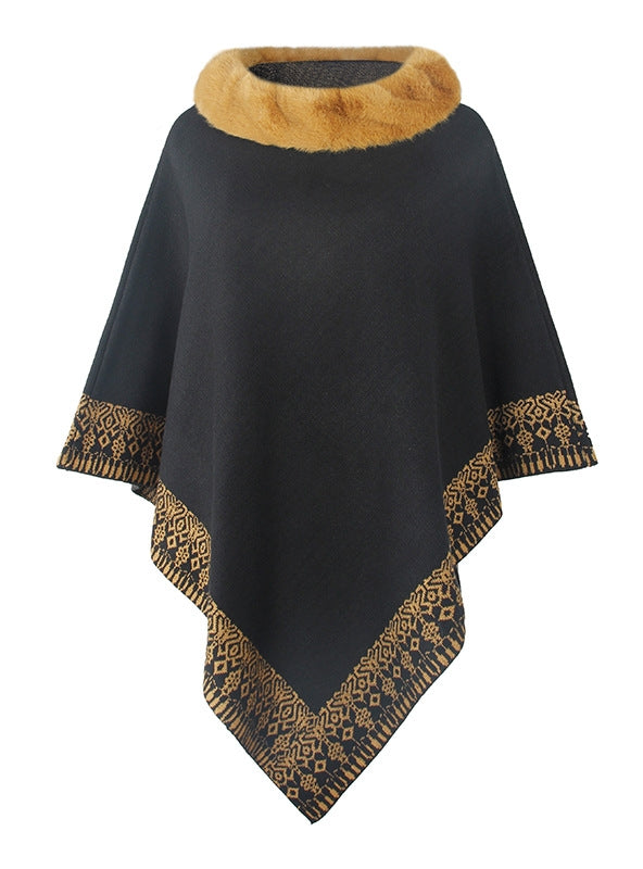 Fur Collar Cape Shawl Coat