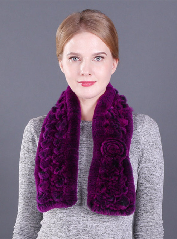 Weaving Rex Rabbit Fur Ccarf Dense Contrast Color